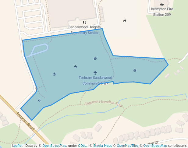 Torbram Sandalwood Community Park in Brampton | Map and Routes
