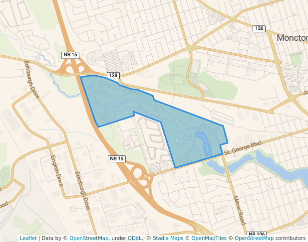 Centennial Park in Moncton | Map and Routes