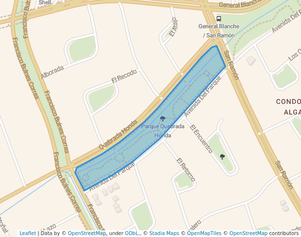 Parque Quebrada Honda in Las Condes | Map and Routes