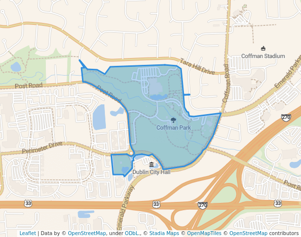 Coffman Park in Dublin | Map and Routes
