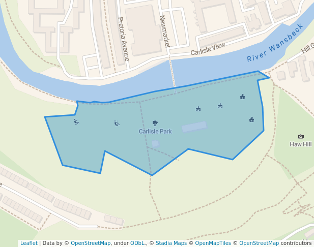Carlisle Park in Morpeth | Map and Routes
