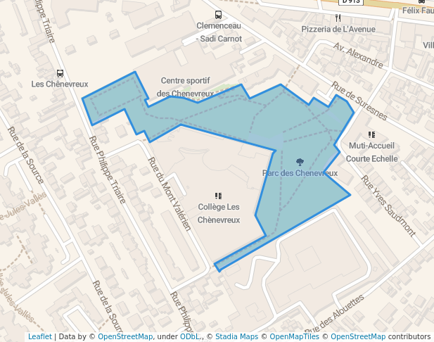 Parc des Chenevreux in Nanterre | Map and Routes