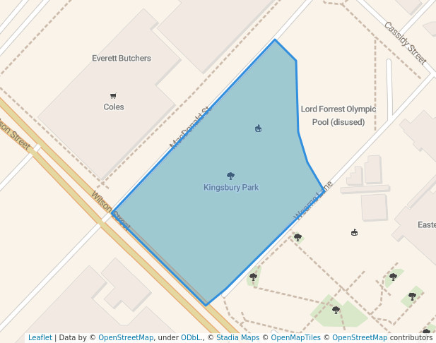 Kingsbury Park in Kalgoorlie | Map and Routes