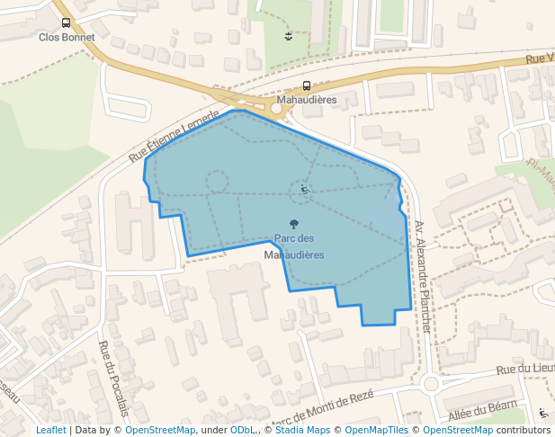 Parc des Mahaudières in Rezé | Map and Routes