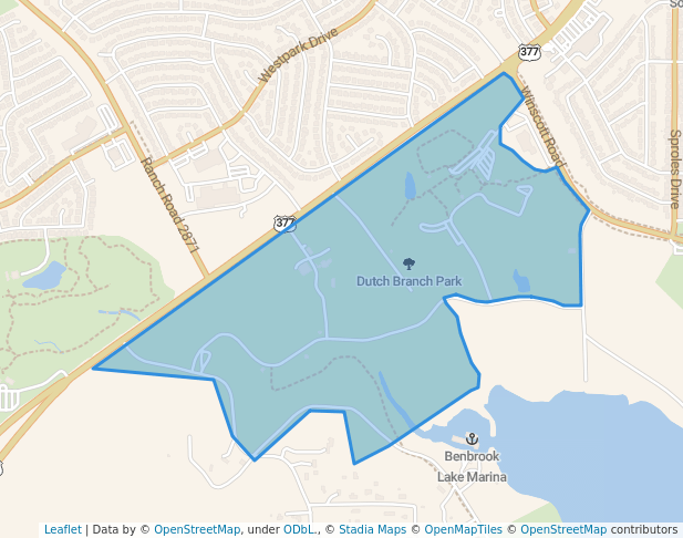 Dutch Branch Park in Benbrook | Map and Routes