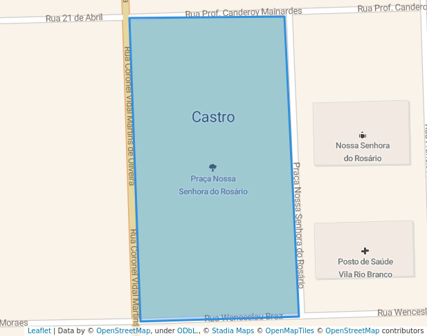 Praça Nossa Senhora do Rosário in Castro | Map and Routes
