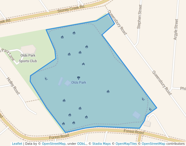 Olds Park in Penshurst | Map and Routes