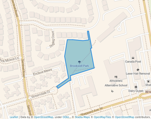 Brookwell Park in Toronto | Map and Routes
