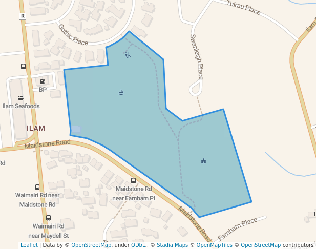 Ray Blank Park in Christchurch | Map and Routes
