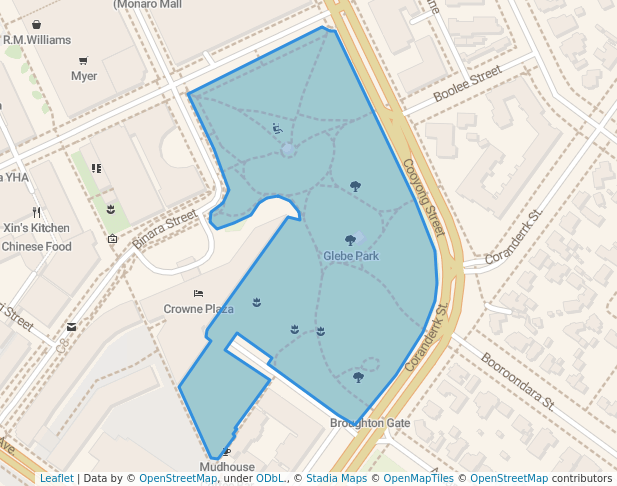 Glebe Park in Canberra | Map and Routes