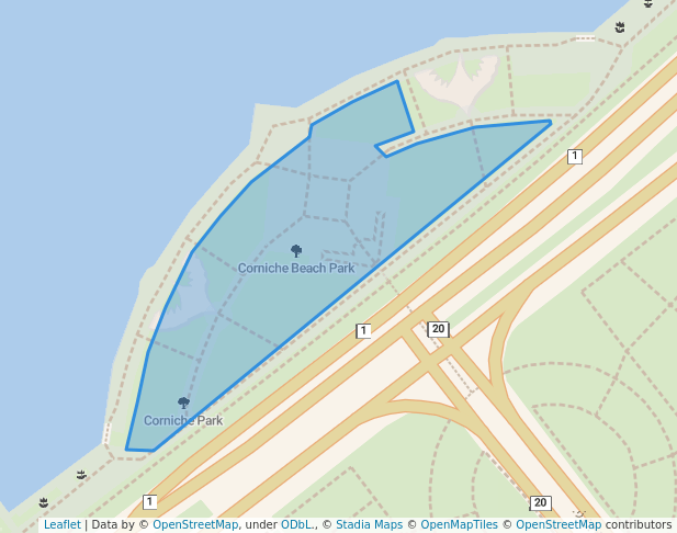 Corniche Beach Park in Abu Dhabi | Map and Routes