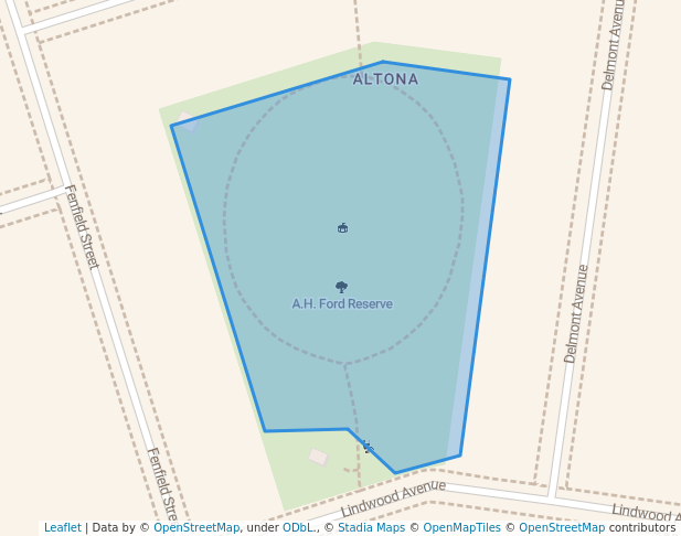 A.H. Ford Reserve in Altona | Map and Routes