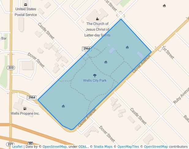 Wells City Park in Wells | Map and Routes