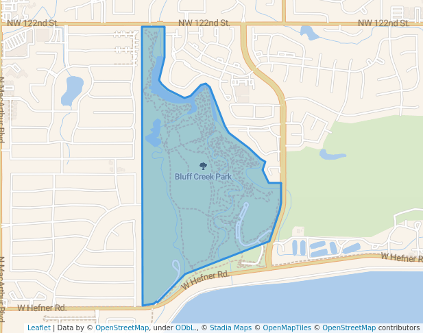 Bluff Creek Park in Oklahoma City | Map and Routes