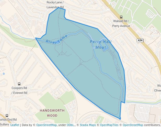 Perry Hall Playing Fields in Birmingham | Map and Routes
