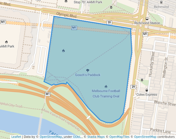 Gosch's Paddock in Melbourne | Map and Routes