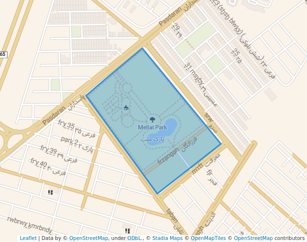Mellat Park in Shahreza | Map and Routes