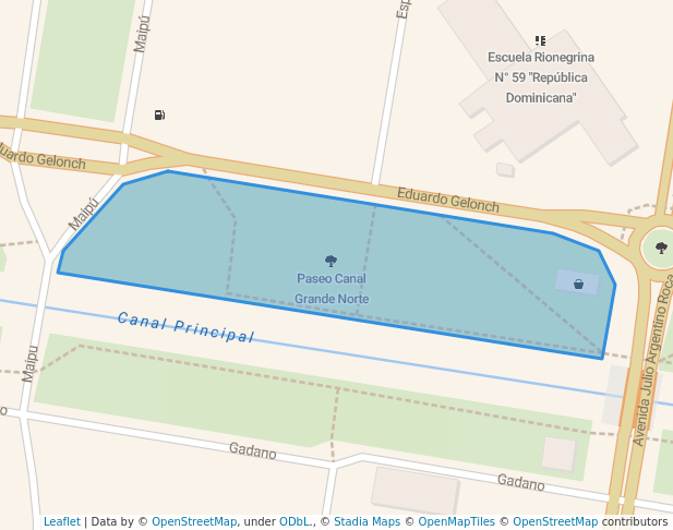 Paseo Canal Grande Norte in General Roca | Map and Routes