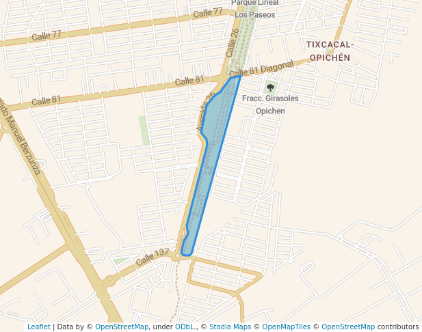 Parque Lineal Los Paseos in Mérida | Map and Routes