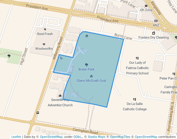 Breen Park in Caringbah | Map and Routes