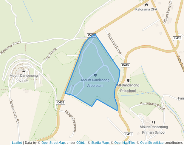 Mount Dandenong Arboretum in Mount Dandenong | Map and Routes