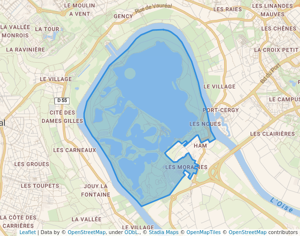 Île de Loisirs de Cergy-Pontoise in Neuville-sur-Oise | Map and Routes
