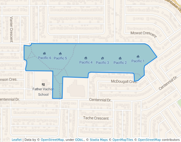 Pacific Park in Saskatoon | Map and Routes