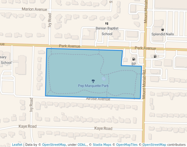 Pep Marquette Park in Memphis | Map and Routes