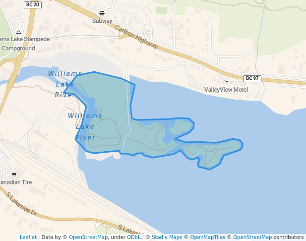 Scout Island Nature Centre in Williams Lake | Map and Routes
