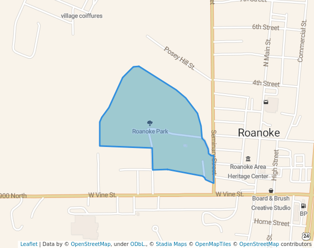 Roanoke Park in Roanoke | Map and Routes