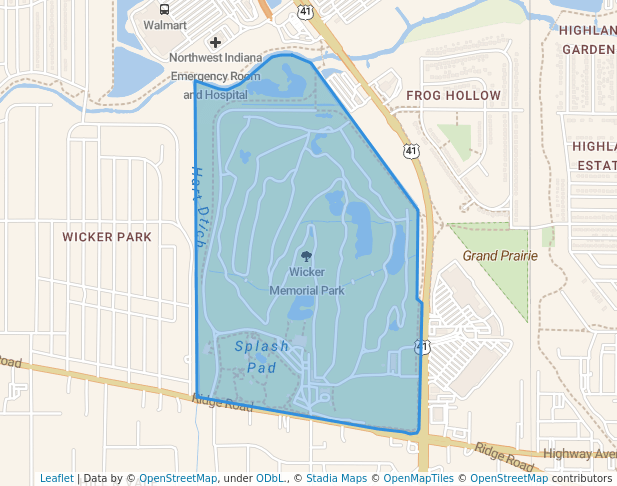 Wicker Memorial Park in Highland | Map and Routes