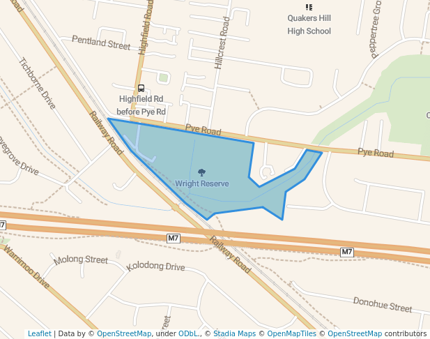 Wright Reserve in Quakers Hill | Map and Routes