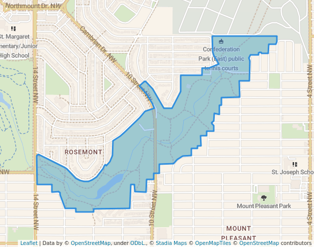 Confederation Park in Calgary | Map and Routes