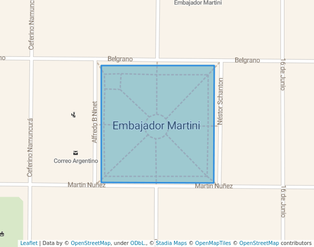 Plaza Central de Embajador Martini in Embajador Martíni | Map and Routes