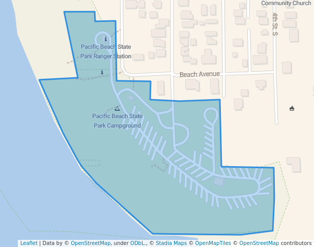 Pacific Beach State Park in Pacific Beach | Map and Routes