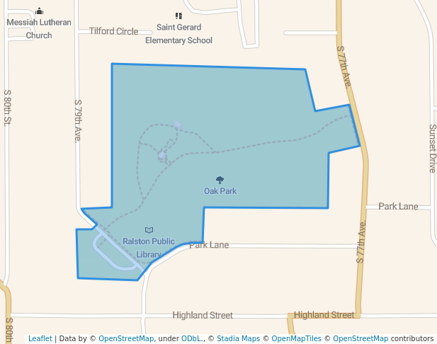 Oak Park in Ralston | Map and Routes