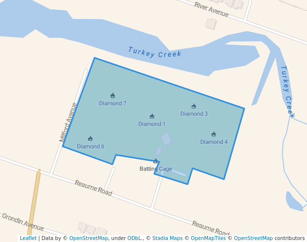 Turtle Club Park in Windsor | Map and Routes
