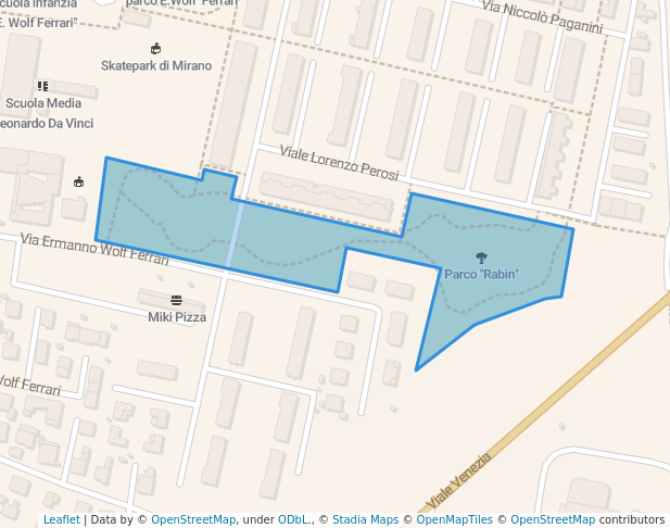 Parco "Rabin" in Mirano | Map and Routes