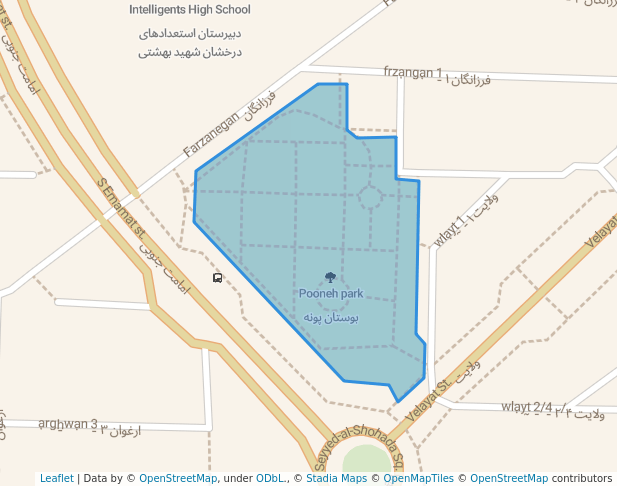 Pooneh park in Birjand | Map and Routes