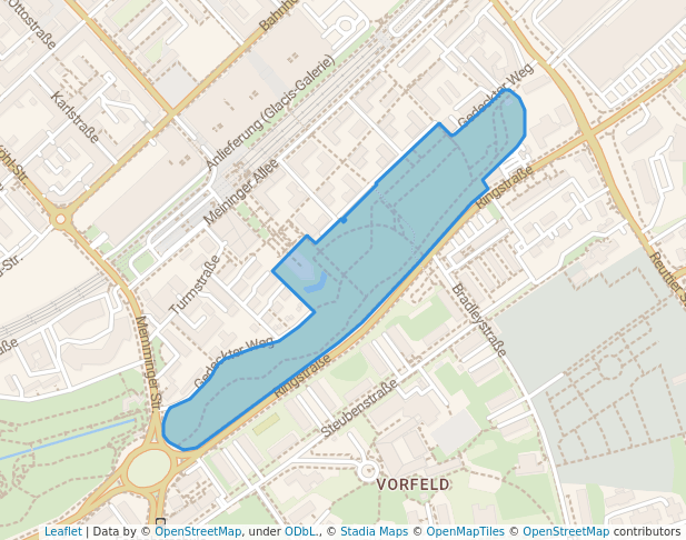 Glacispark Ost in Neu-Ulm | Map and Routes
