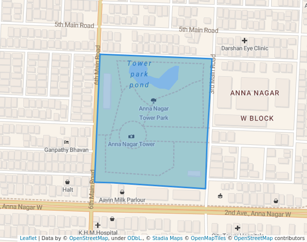 Anna Nagar Tower Park in Chennai | Map and Routes