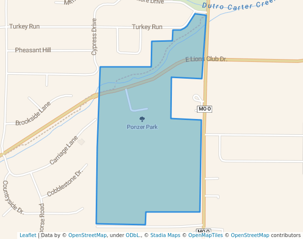 Ponzer Park in Rolla | Map and Routes