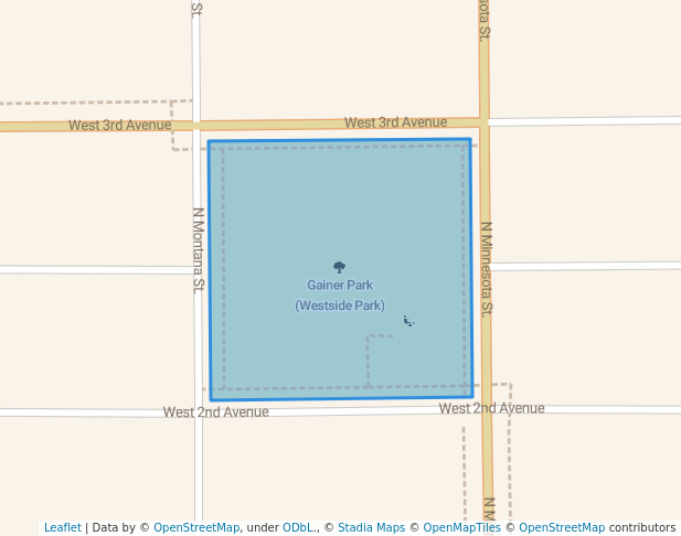 Gainer Park (Westside Park) in Mitchell | Map and Routes