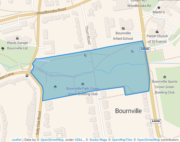 Bournville Park in Birmingham | Map and Routes