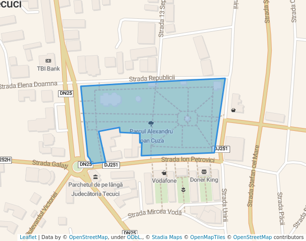 Parcul Alexandru Ioan Cuza in Tecuci | Map and Routes