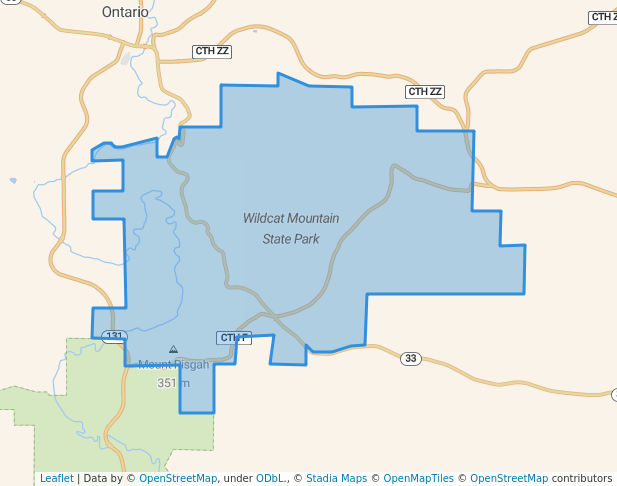 Wildcat Mountain State Park in Ontario | Map and Routes