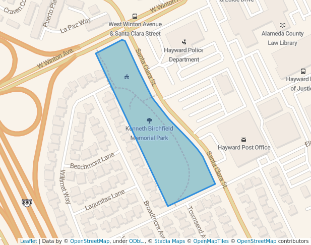 Kenneth Birchfield Memorial Park in Hayward | Map and Routes