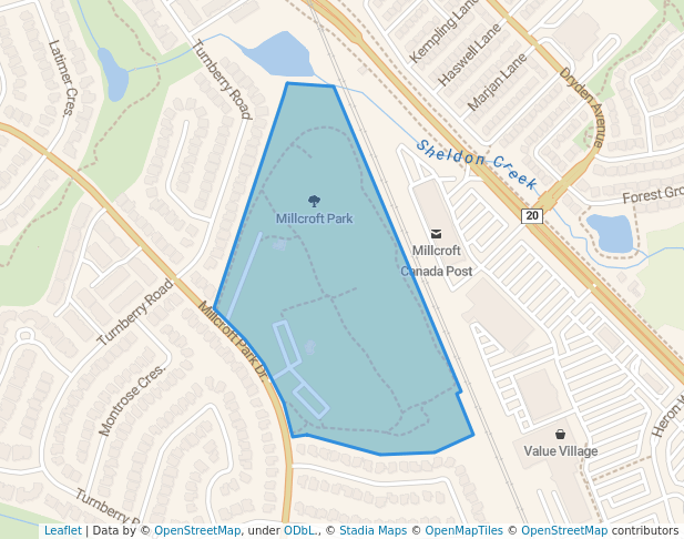 Millcroft Park in Burlington | Map and Routes