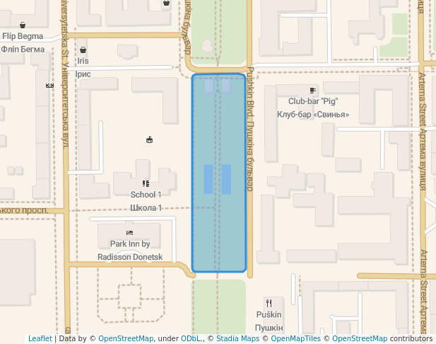 Pushkin Boulevard in Donetsk | Map and Routes