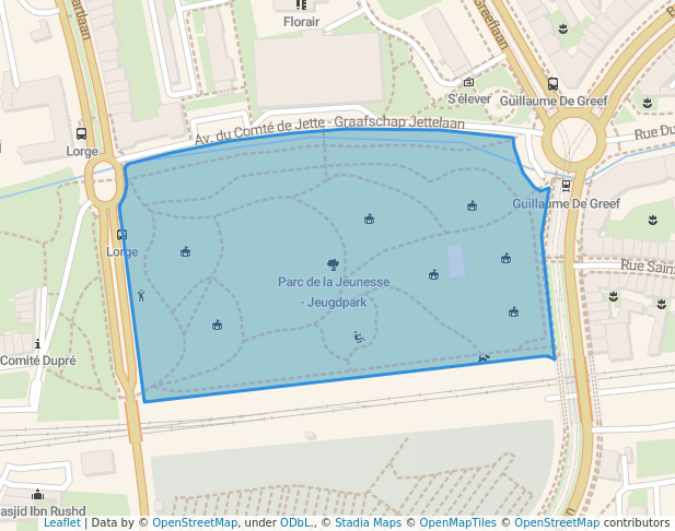 Parc de la Jeunesse - Jeugdpark in Jette | Map and Routes